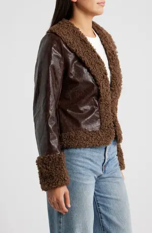 Princess Polly Faux Leather Cropped Jacket