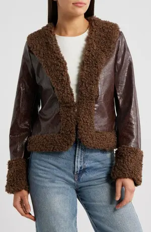 Princess Polly Faux Leather Cropped Jacket