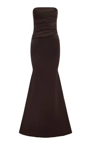 Alex Perry Satin Crepe Strapless Drape Gown