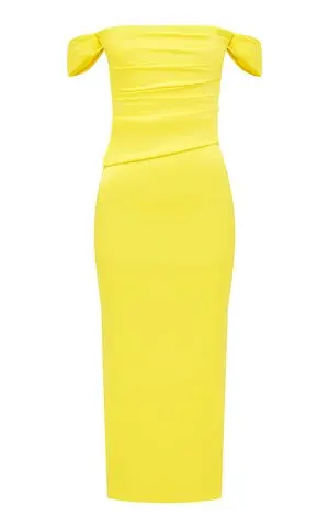 Alex Perry Off-shoulder Tucked Dress - Yellow