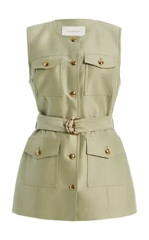 Zimmermann Luna Wool-silk Utility Vest - Green