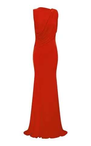Alex Perry Sleeveless Open-back Drape Gown - Red