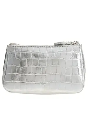 Mz Wallace Small Luna Croc Embossed Metallic Leather Pouch