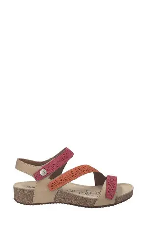 Josef Seibel Tonga 73 Ankle Strap Wedge Sandals - Red/beige Multi
