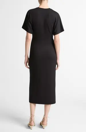 Vince Side Ruched Midi Dress - Black