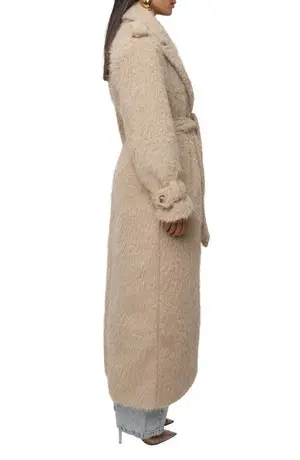 JLUXLABEL Faux Fur Longline Coat - Beige