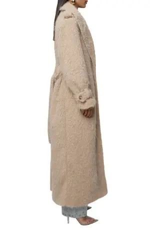 JLUXLABEL Faux Fur Longline Coat - Beige