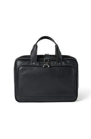 Brunello Cucinelli Grained Calfskin Briefcase - Black