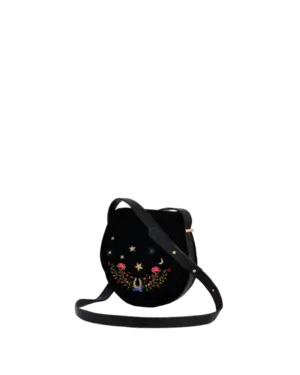 FABLE ENGLAND Celestial Embroidered Velvet Saddle Bag - Black