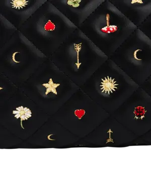 FABLE ENGLAND Quilted Celestial Embroidered Pouch