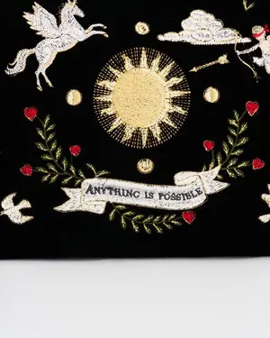 FABLE ENGLAND Celestial Velvet Embroidered Pouch