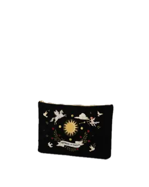 FABLE ENGLAND Celestial Velvet Embroidered Pouch