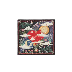 FABLE ENGLAND Freya's Heart Story Square Scarf - Navy