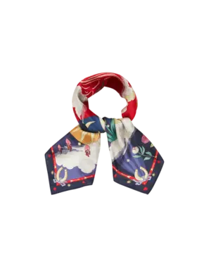 FABLE ENGLAND Freya's Heart Story Square Scarf - Navy