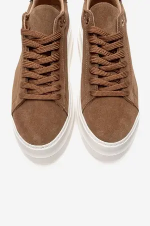 FOREVER & ALWAYS SHOES Nera Leather Sneakers - Cognac Suede
