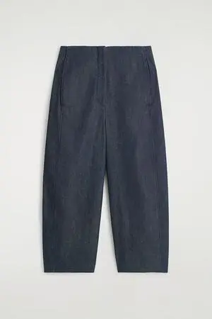 Cos Raw Denim Cropped Barrel-leg Pants
