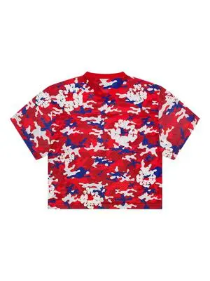 DENIM TEARS Camouflage Wreath Mesh T-shirt - Red