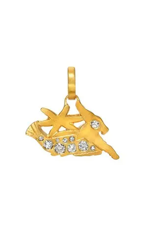 DARIUS Dendera Zodiac Diamond Charm - Yellow Gold/capricorn