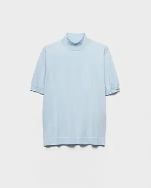 Prada Short-sleeved Cotton Sweater - Sky Blue