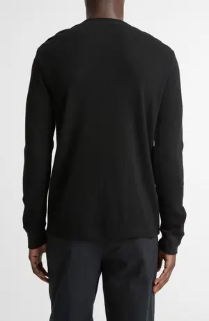Vince Jacquard Long Sleeve Henley - Black