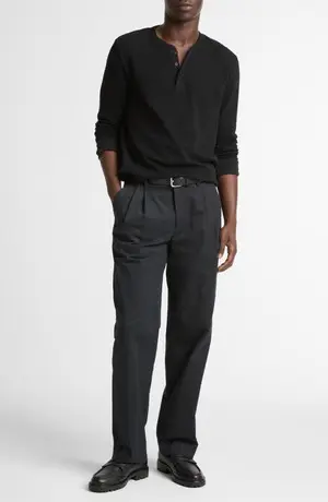 Vince Jacquard Long Sleeve Henley - Black
