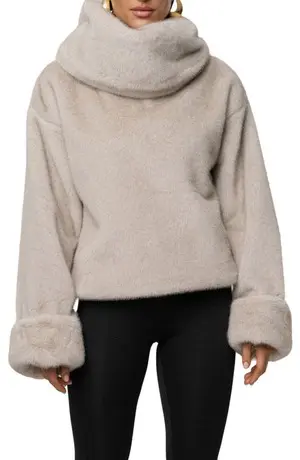 JLUXLABEL Faux Fur Turtleneck Pullover