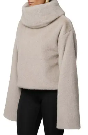 JLUXLABEL Faux Fur Turtleneck Pullover - Gray