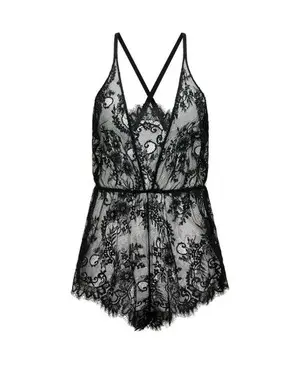 ADORE ME Lace Romper With Adjustable Straps - Black
