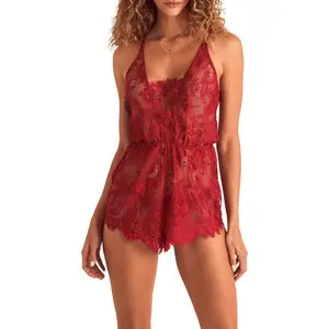 ADORE ME Lace Romper With Adjustable Straps - Dark Red