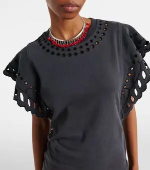 MARANT ETOILE Orlane Embroidered Cotton Minidress - Black