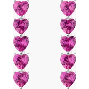 AURATE Lab Grown Heart Tennis Earrings - Pink Sapphire