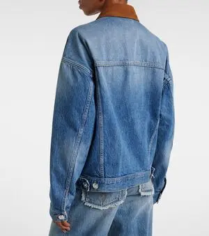 Versace Trucker Suede-trimmed Denim Jacket