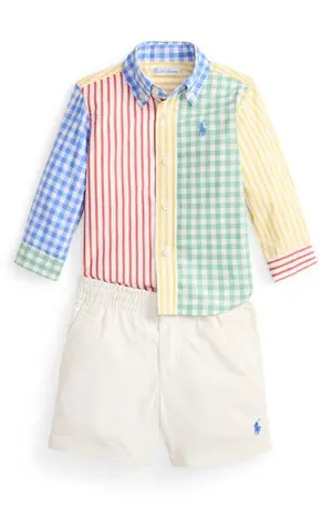 Ralph Lauren Cotton Poplin Button-Down Shirt & Shorts Set Multi