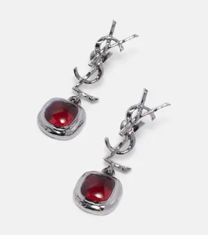 Saint Laurent Cassandre Embellished Drop Earrings