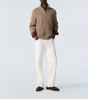 Loro Piana Cashmere Cable-knit Half-zip Sweater