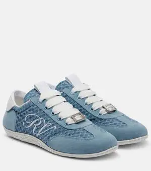 ROGER VIVIER Viv' Suede-trimmed Sneakers - Blue