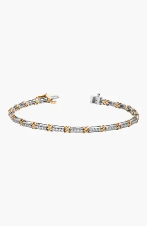 AURATE Mini Lab Grown White Sapphire X Tennis Bracelet - Yellow/white Vermeil