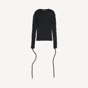Balenciaga Lace-up Long Sleeve T-shirt - Black