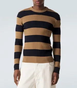 Moncler Striped Wool Sweater - Brown