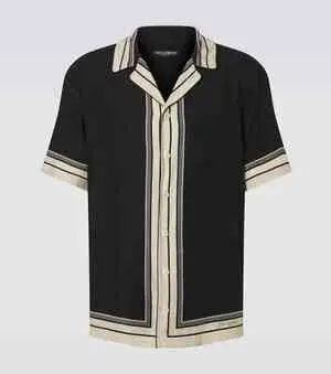 Dolce & Gabbana Striped Silk Bowling Shirt