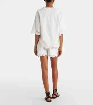 MARANT ETOILE Balyme Embroidered Cotton Shorts - White