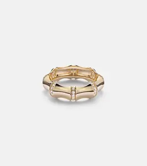 STONE AND STRAND Bamboo 14kt Ring With Diamonds - Gold