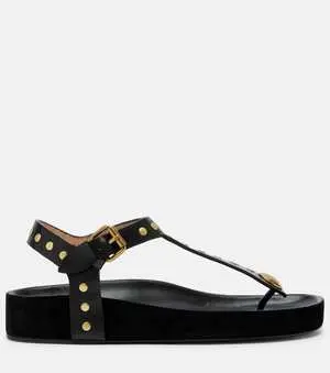 Isabel Marant Enore Studded Leather Thong Sandals