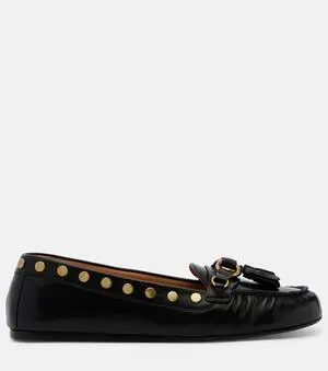 Isabel Marant Étoile Faxel Studded Leather Loafers - Black