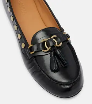 Isabel Marant Étoile Faxel Studded Leather Loafers - Black