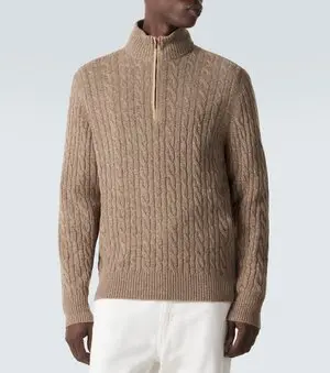 Loro Piana Cable-knit Cashmere Half-zip Sweater