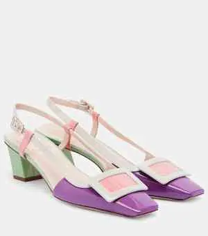 ROGER VIVIER Belle Vivier Patent Leather Slingback Pumps - Multicoloured