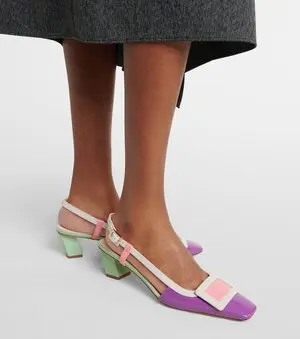 ROGER VIVIER Belle Vivier Patent Leather Slingback Pumps - Multicoloured