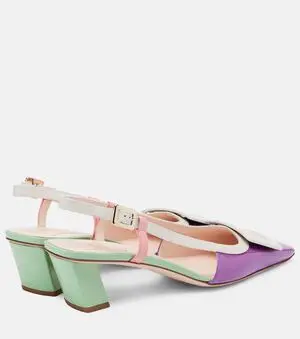 ROGER VIVIER Belle Vivier Patent Leather Slingback Pumps - Multicoloured