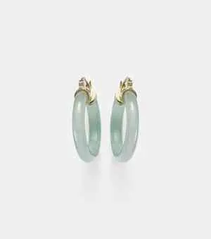 Mateo 14kt Yellow Hoop Earrings With Jade - Gold